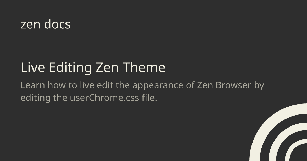 Live Editing Zen Theme Live Editing Zen Theme